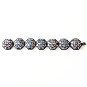 Bosch Rose cut labradorite 18k gold bezel bracelet | Ellen Celli Jewelry