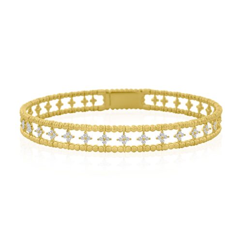 Bosch Rose cut labradorite 18k gold bezel bracelet | Ellen Celli Jewelry